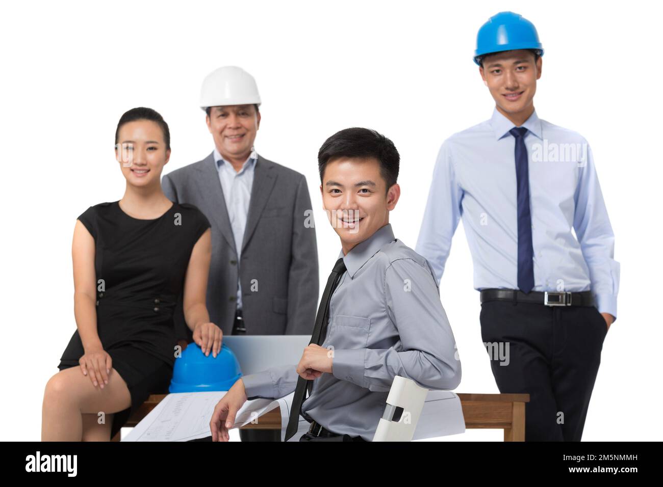 Research team building design drawings Stock Photo - Alamy