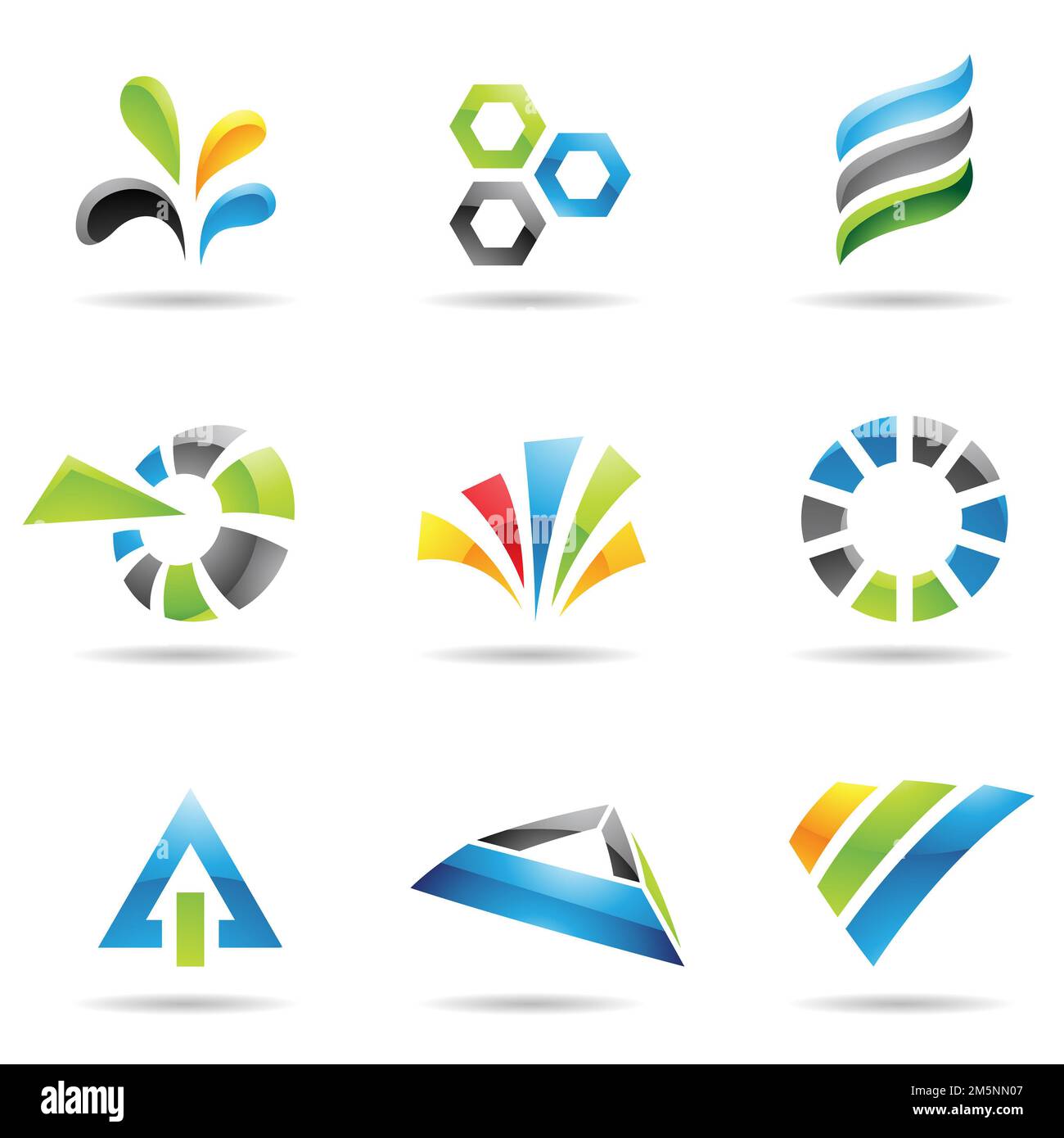 Colorful Glossy Abstract Logo Icons isolated on a White Background ...