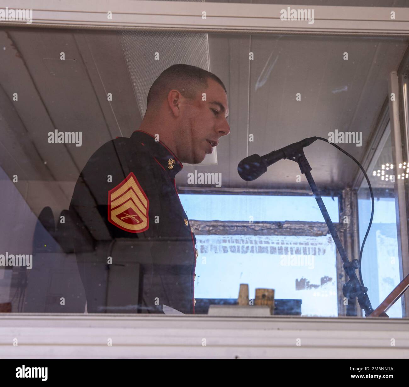 Staff Sgt. Mark Gulotta, with Recruit Training Regiment, narrates a ...