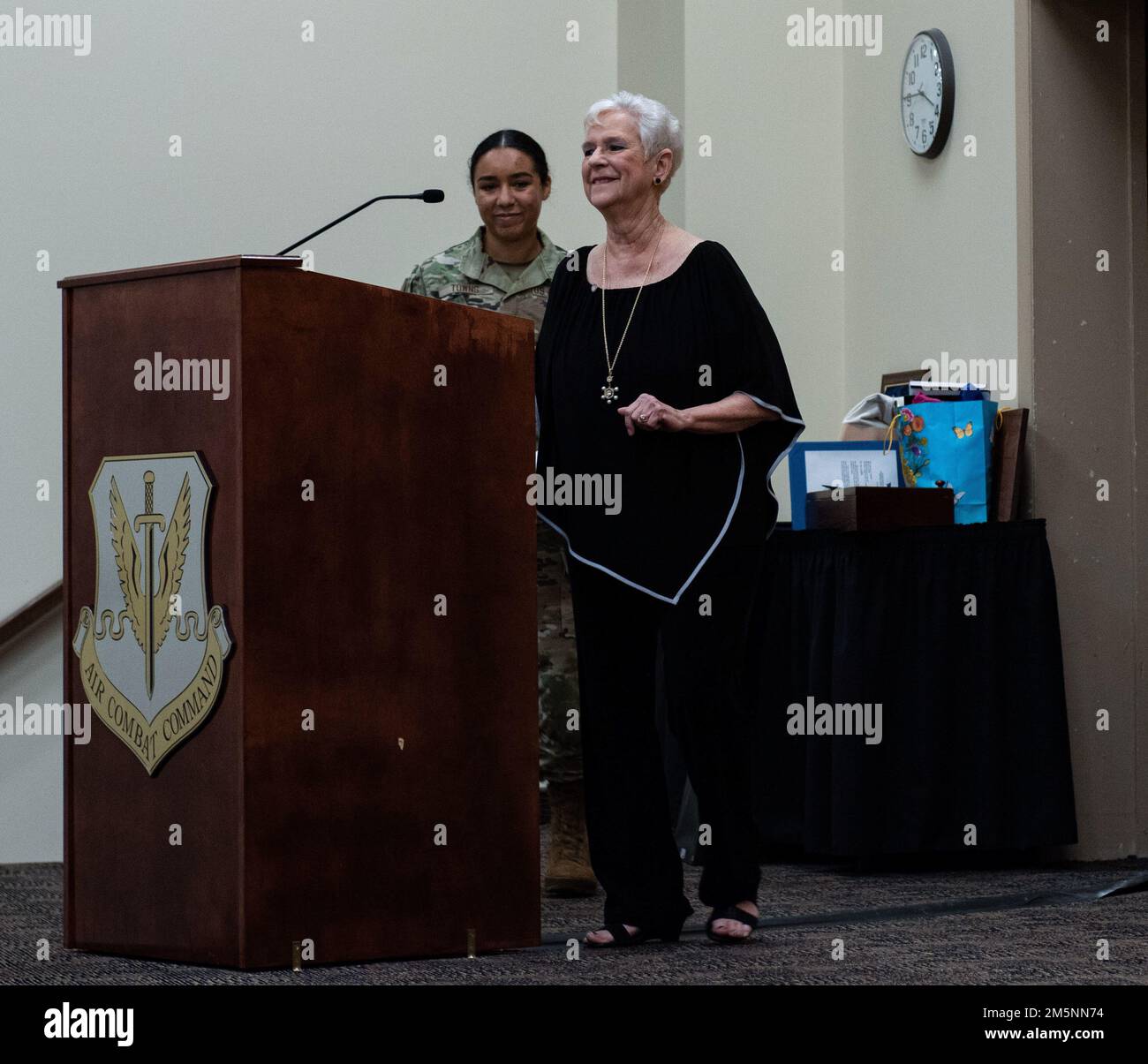 Patricia Campbell, (ret.) former ACC/A589 Division Chief, gives her ...