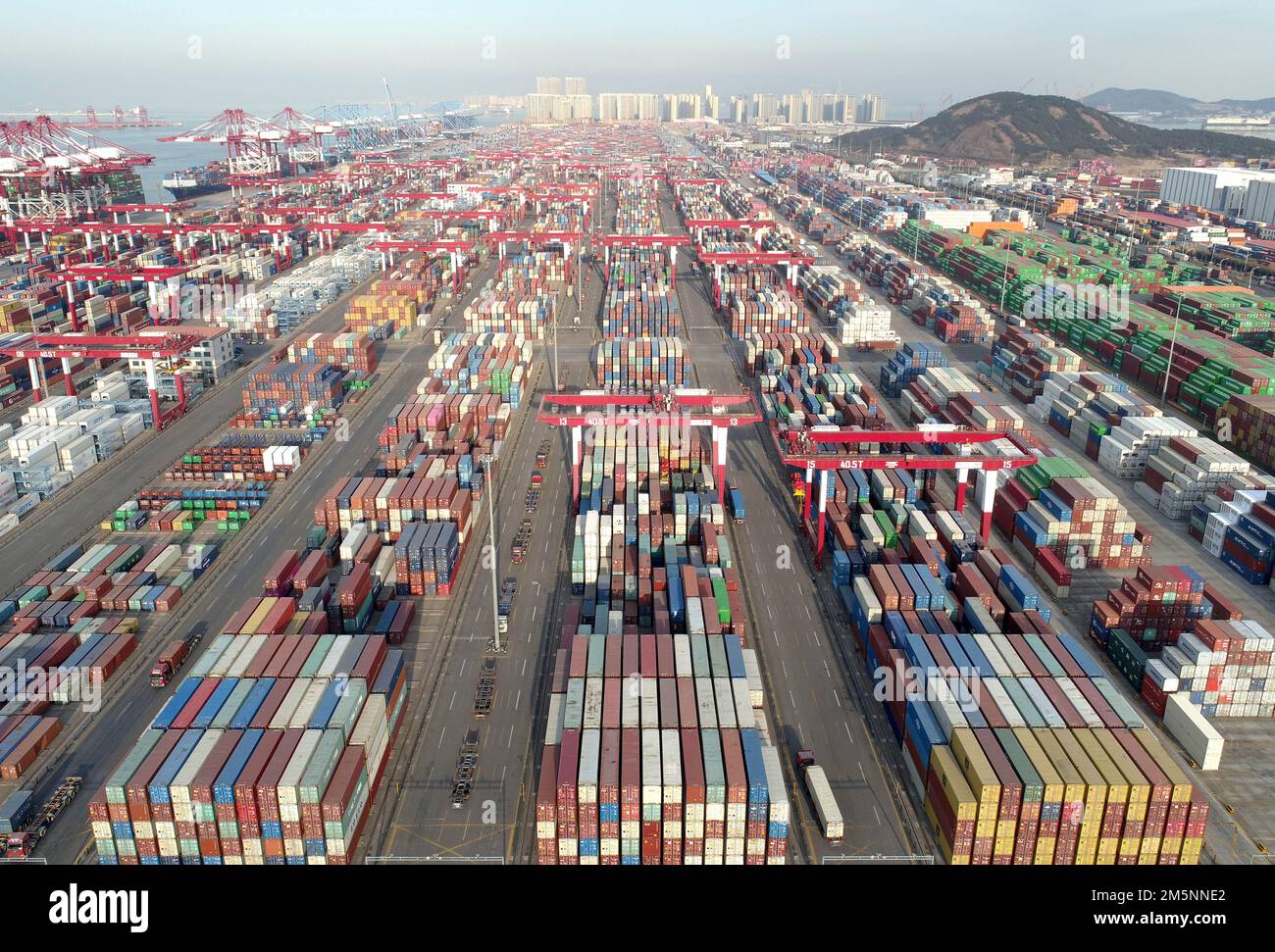 QINGDAO, CHINA - DECEMBER 30, 2022 - Aerial photo shows the site ...