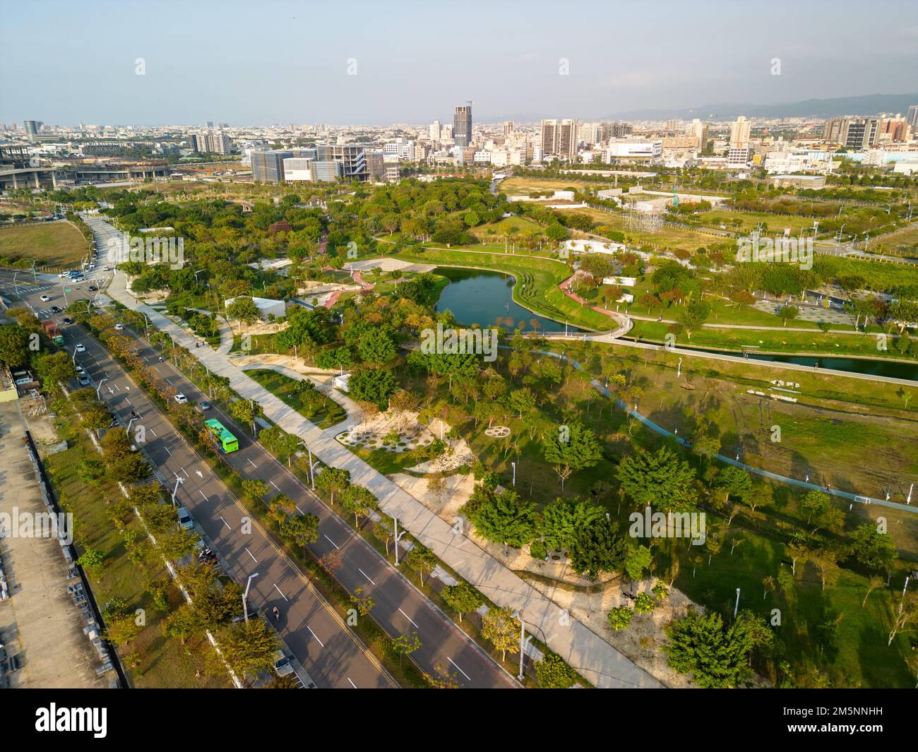 Aerial view of Taichung Central Park. Xitun District Shuinan Economic ...