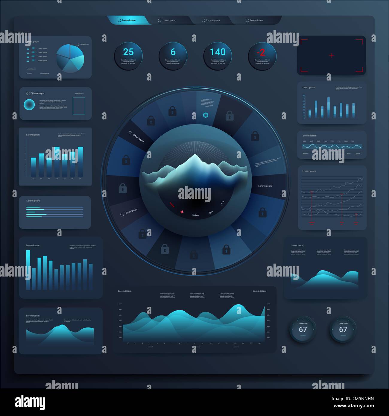 Infographic Dashboard Template Mock Up Design With Bit Circular Round