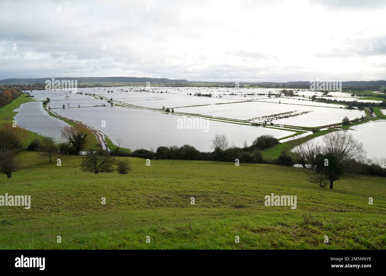 Flood water on fields near Barrowbridge in Somerset. Met Office ...