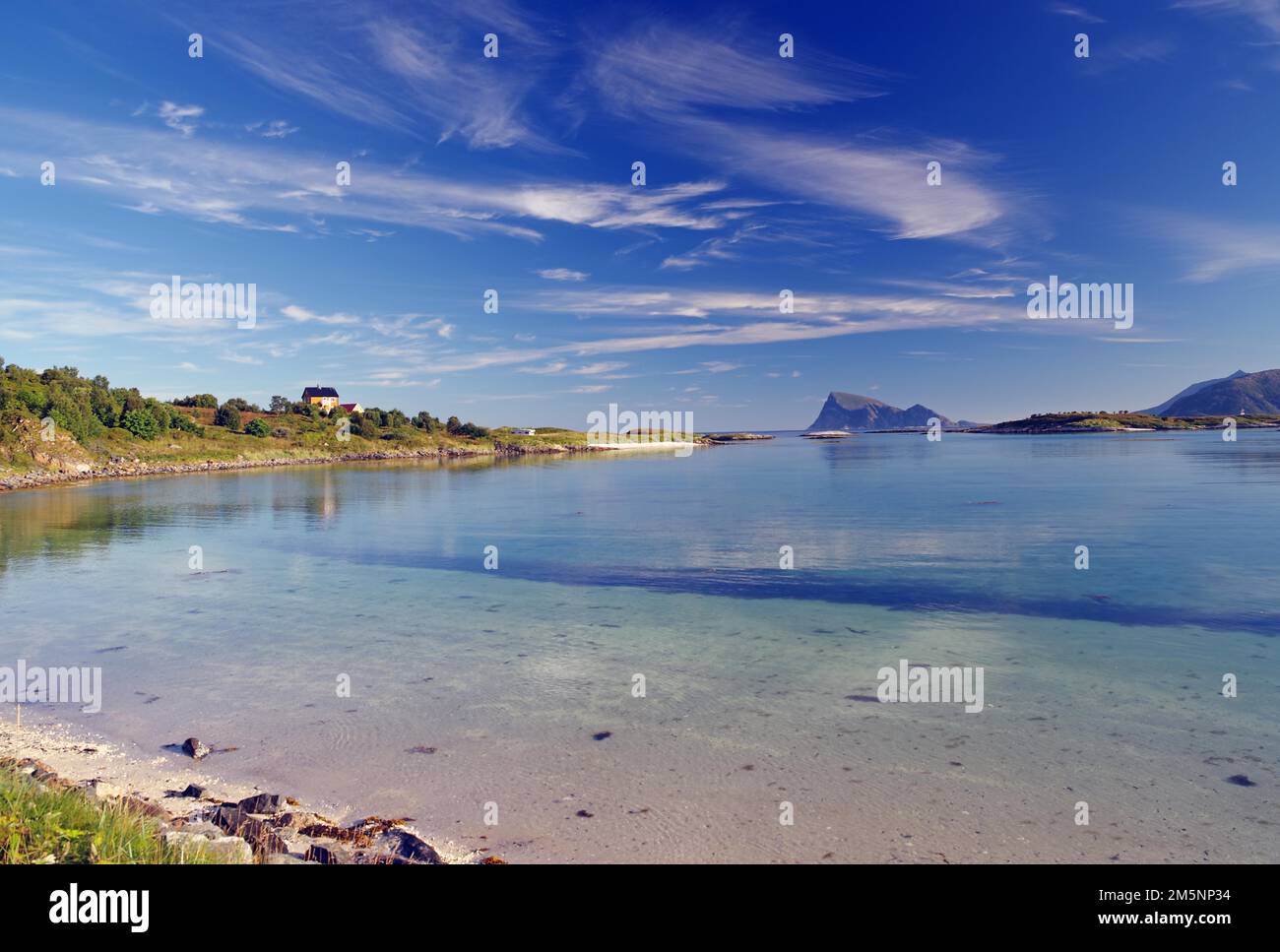 Crystal clear bays and sandy beaches on, Summer, Sommaroy, Troms og ...