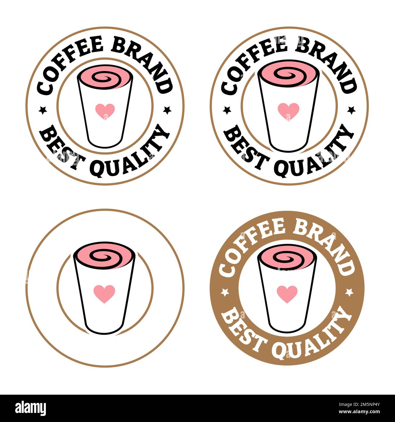 Round Swirly Iced Coffee Icon with a Heart isolated on a White ...