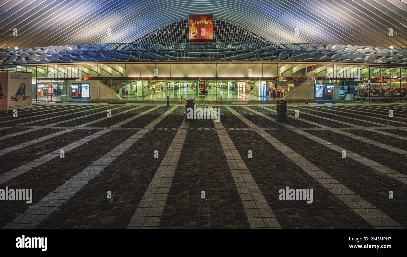 Station entrance with forecourt, Liege-Guillemins station, Liege ...