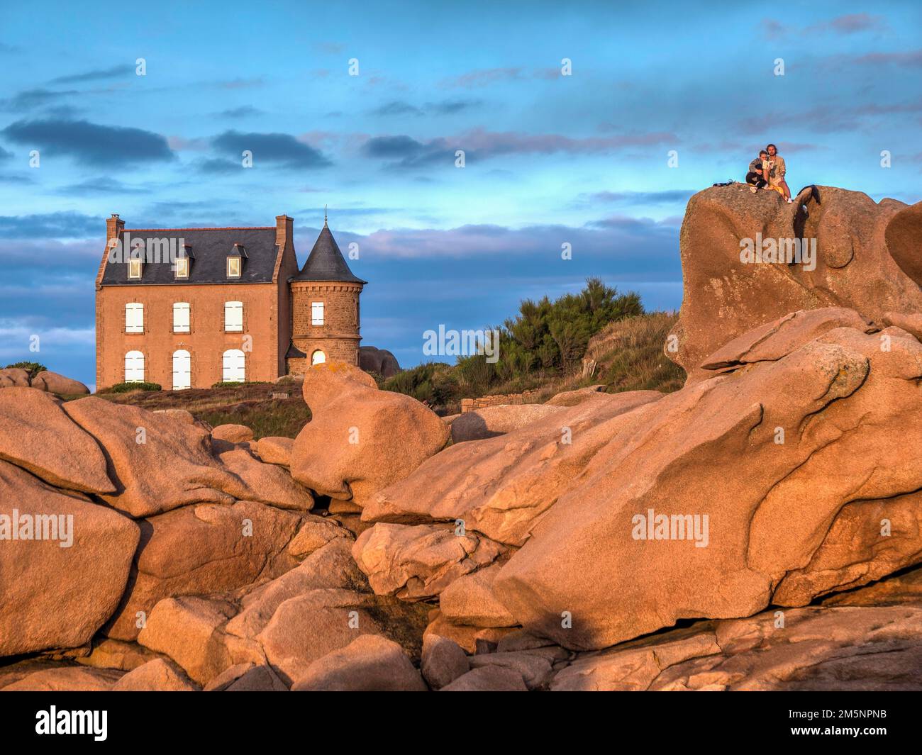 The beautiful pink granite rock formations of Cote Granit Rose and in ...