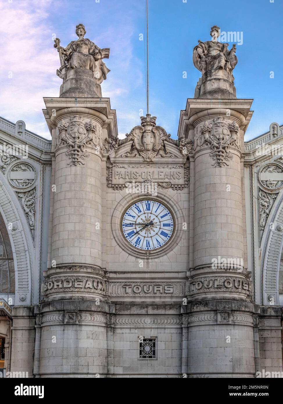 Detail of the decorative columns with sculptures at the entrance to ...