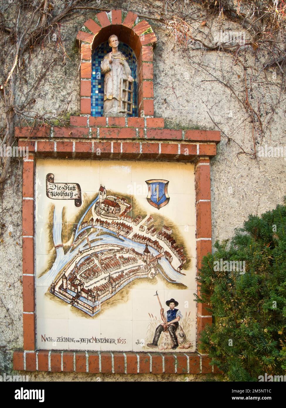 Plaque commemorating rafting on the Kinzig, Wolfach, Black Forest ...