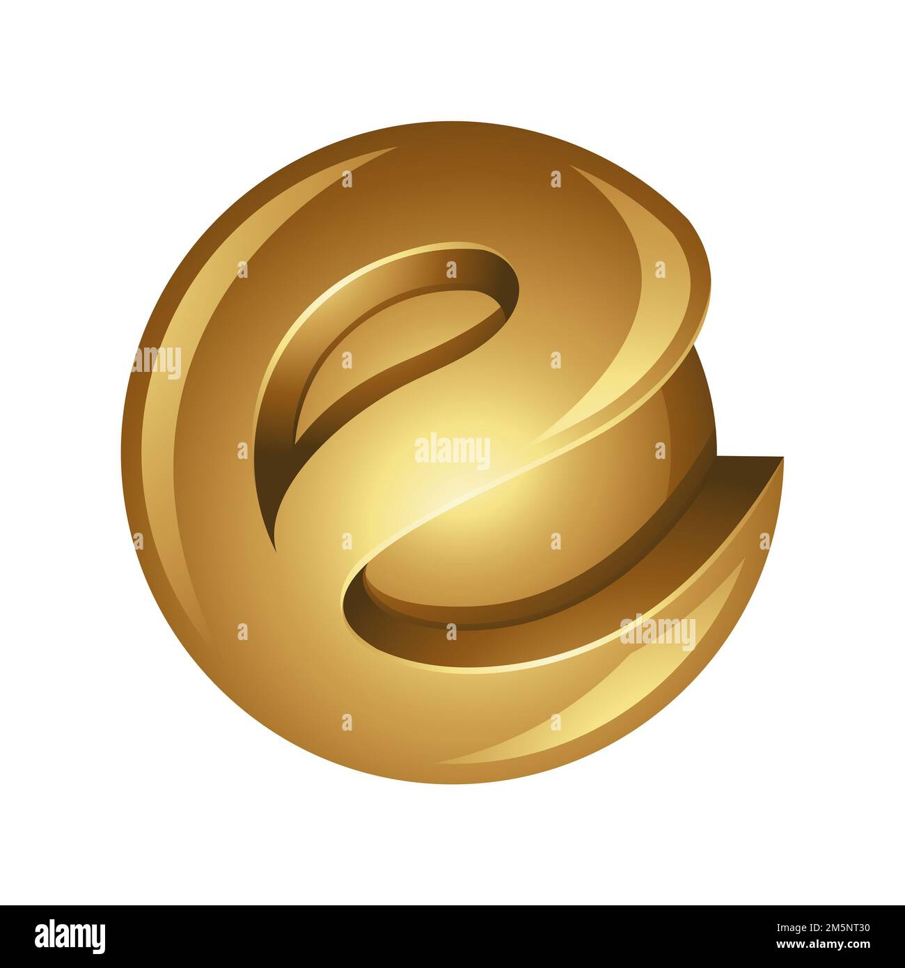 Golden Abstract Letter E Sphere on a White Background Stock Photo - Alamy