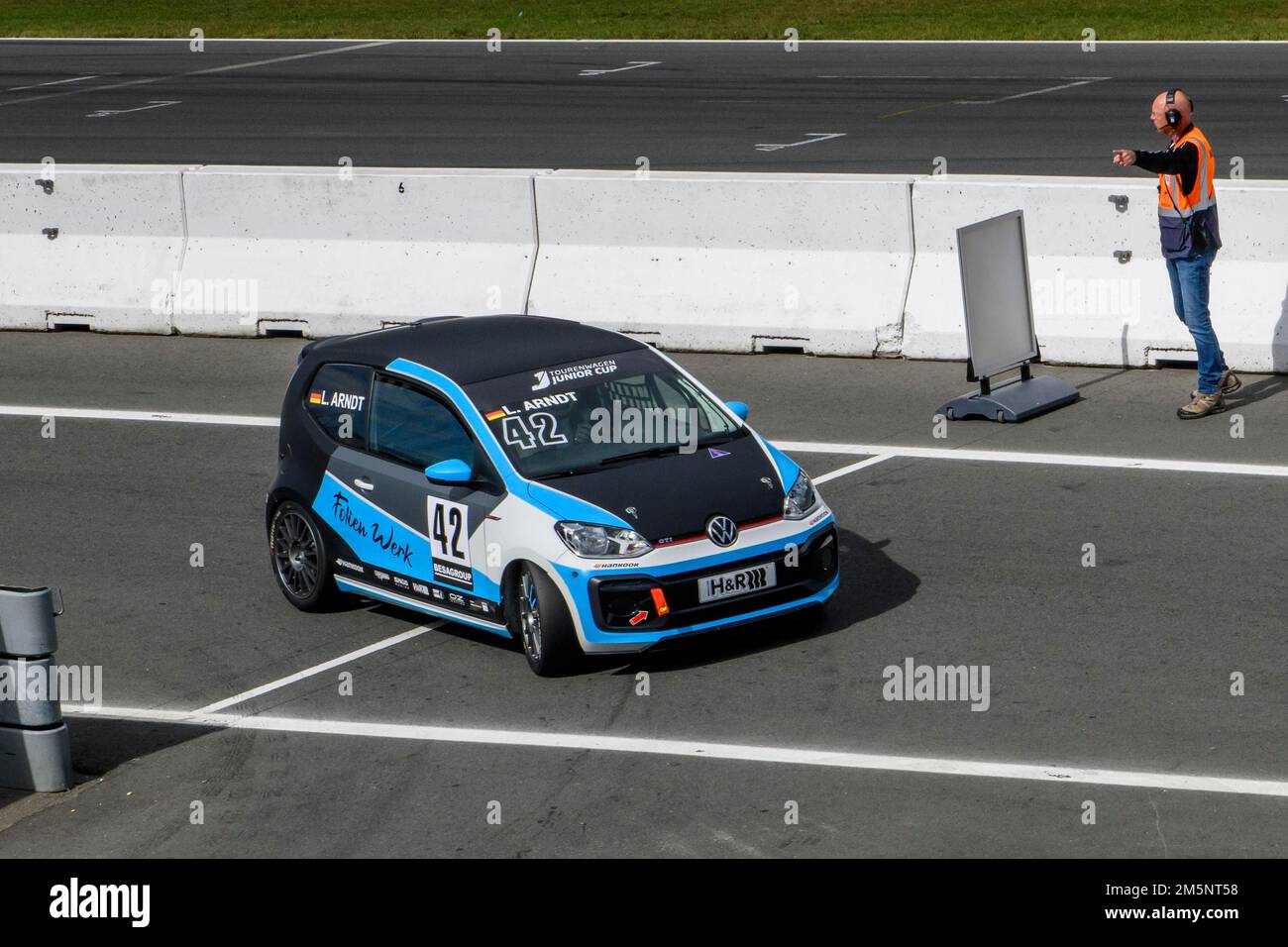 Racing car for series VW up! GTI Cup with driver Leon Arndt is ...