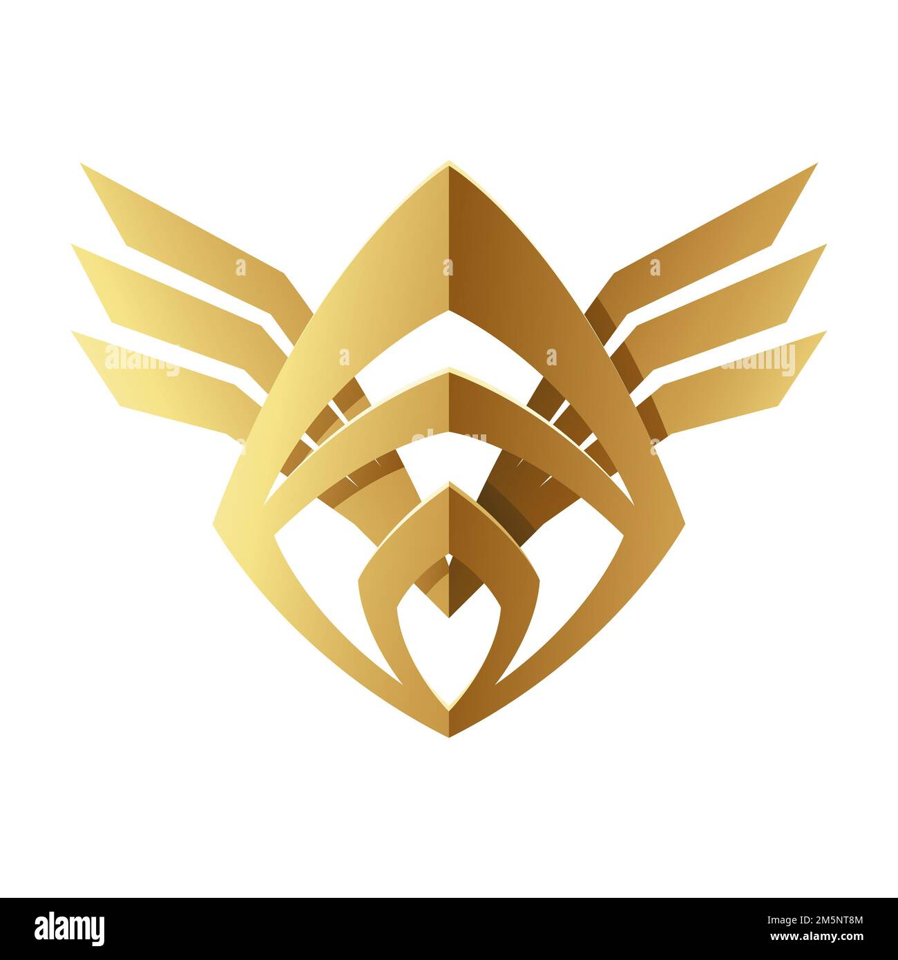 Golden Abstract Tribal Knight Helmet on a White Background Stock Photo ...