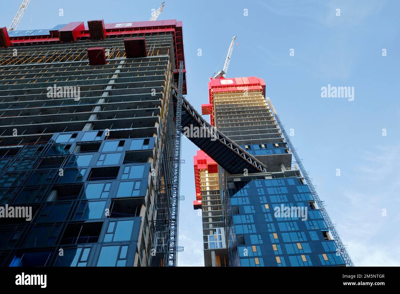Architecture, high rise twin towers construction, Montreal, Province of ...