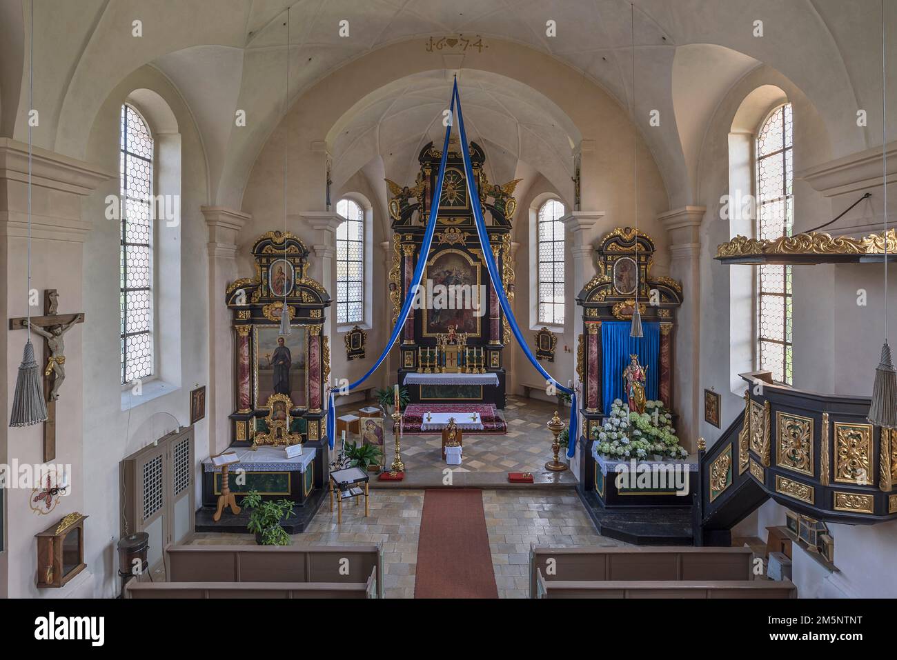 Altar room of the pilgrimage church, built in 1674, Heldmannsberg ...