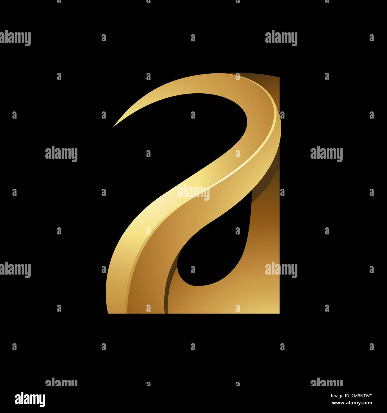 Golden Embossed Curvy and Spiky Letter A on a Black Background Stock ...