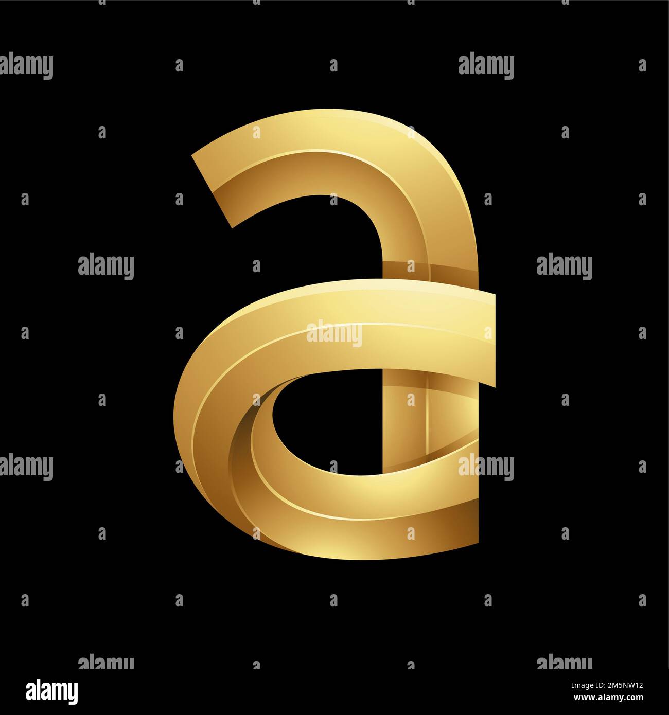 Golden Embossed Curvy Letter A on a Black Background Stock Photo - Alamy