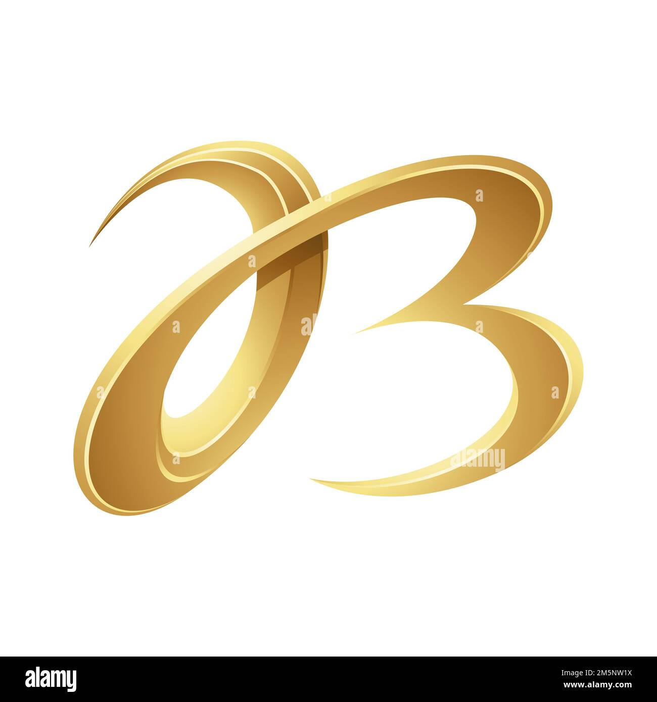 Golden Embossed Curvy Letter B on a White Background Stock Photo - Alamy