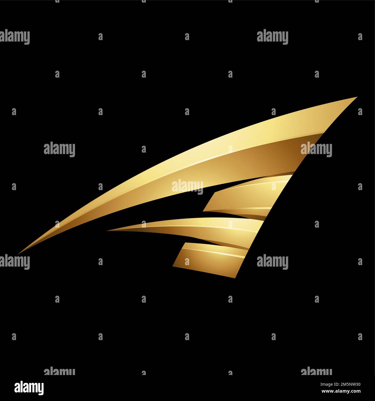 Golden Embossed Spiky Swooshing Letter A on a Black Background Stock ...