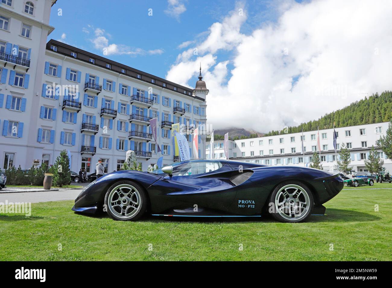 De Tomaso P 72 super sports car in front of Grand Hotel des Bains ...