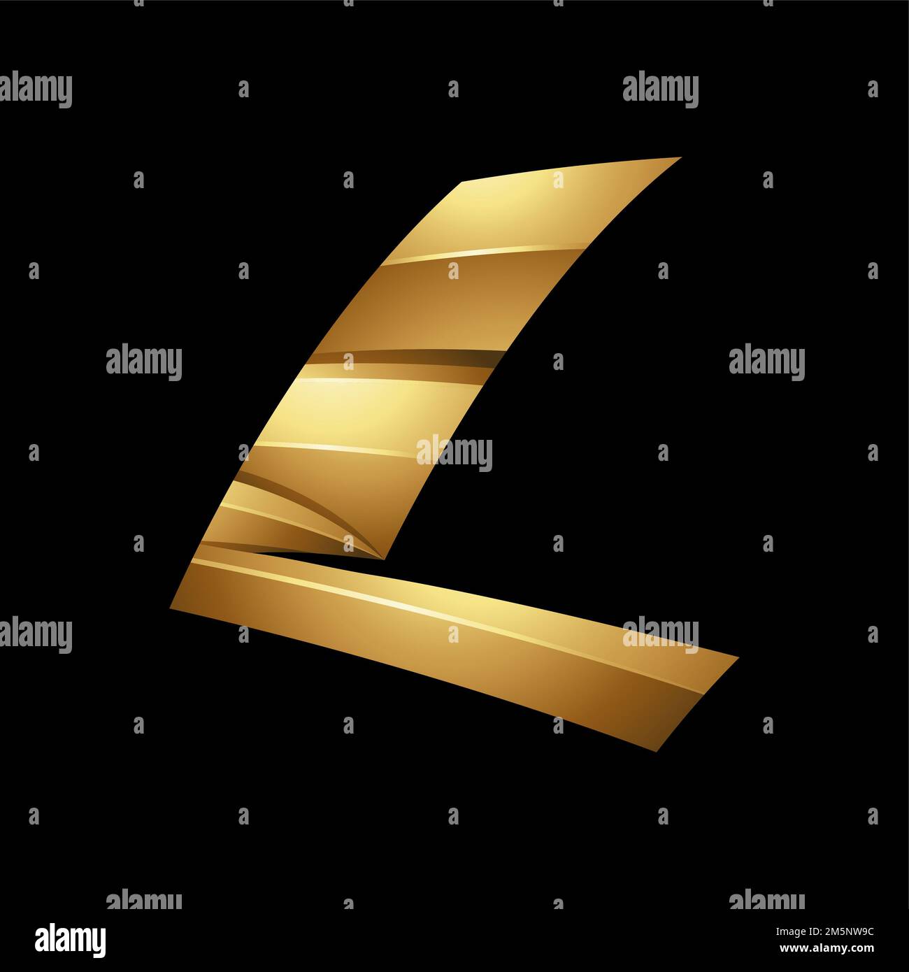 Golden Embossed Swooshing Letter L on a Black Background Stock Photo ...