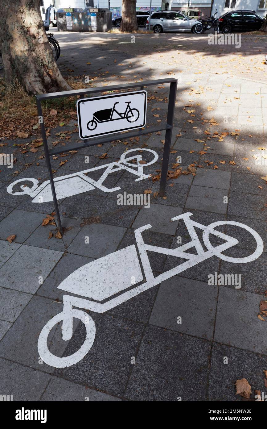 Parking for cargo bikes in the city, sign and marking on the ground ...