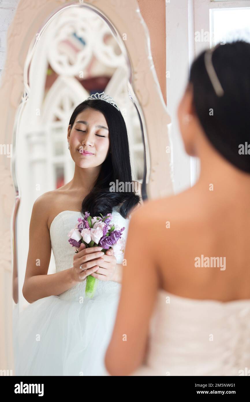 Wedding dress on mirror in hi-res stock photography and images - Alamy