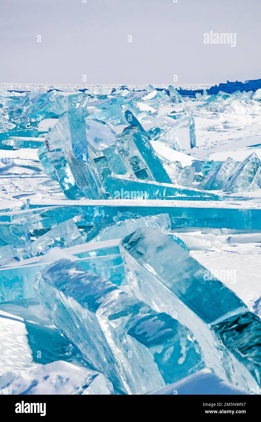 Ice, Lake Baikal, Olkhon Island, Pribaikalsky National Park, Irkutsk Province, Siberia, Russia ...