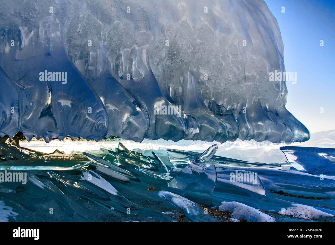 Ice sculpture, Lake Baikal, Olkhon Island, Pribaikalsky National Park, Irkutsk Province, Siberia ...