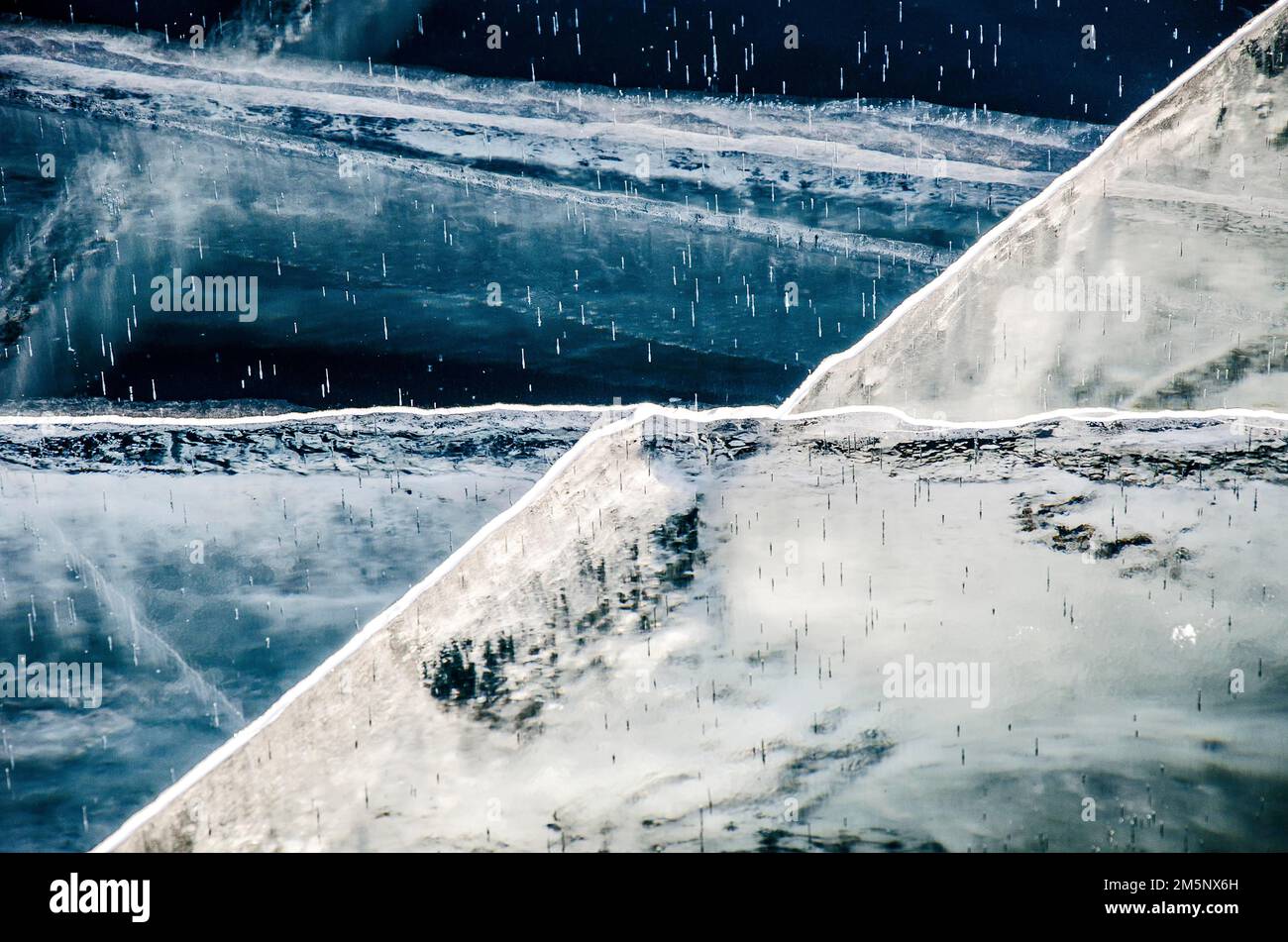 Ice crack, Lake Baikal, Pribaikalsky National Park, Irkutsk Province ...
