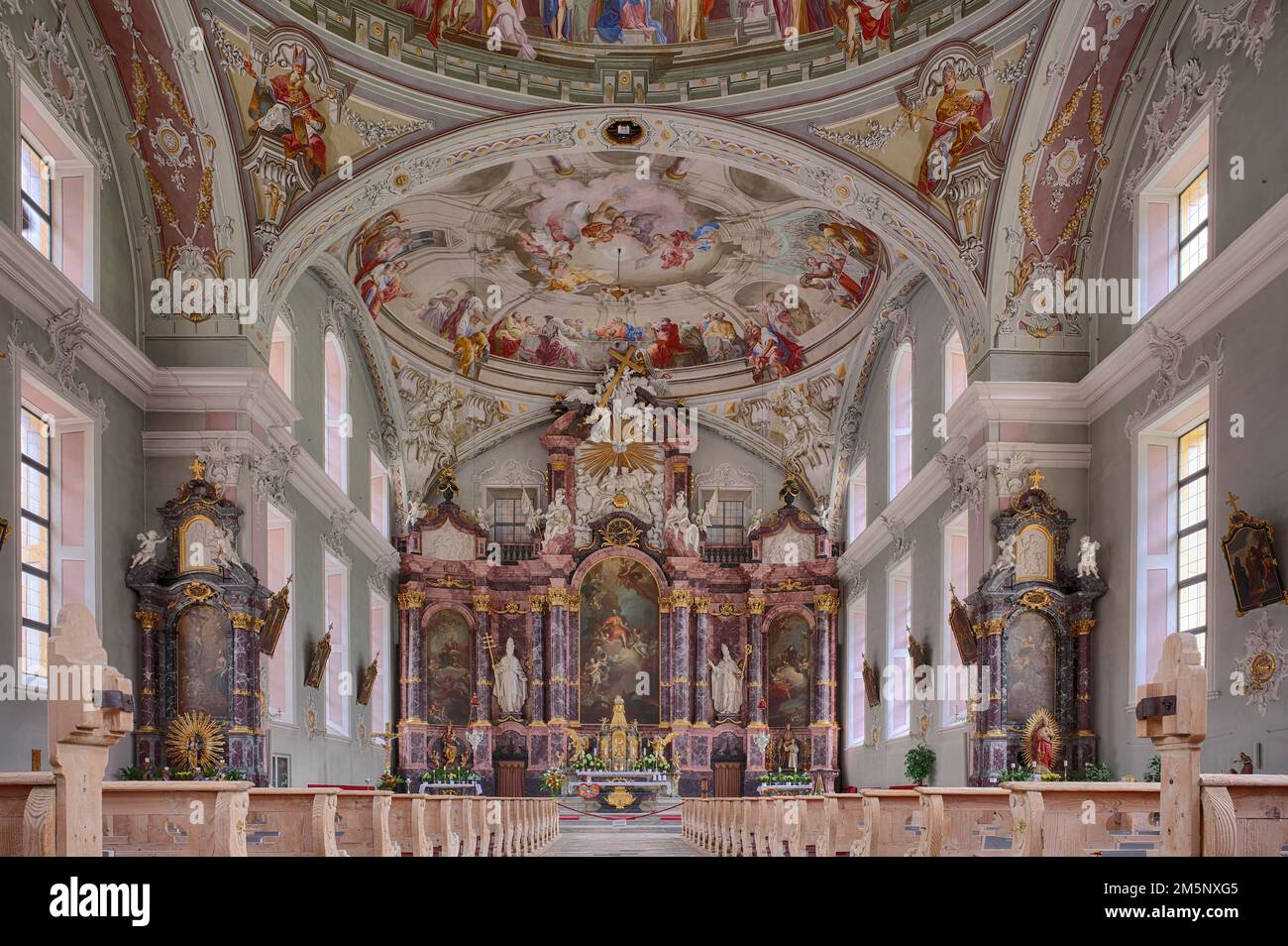 Nave, altar, ceiling painting, interior photograph, St. George Catholic ...