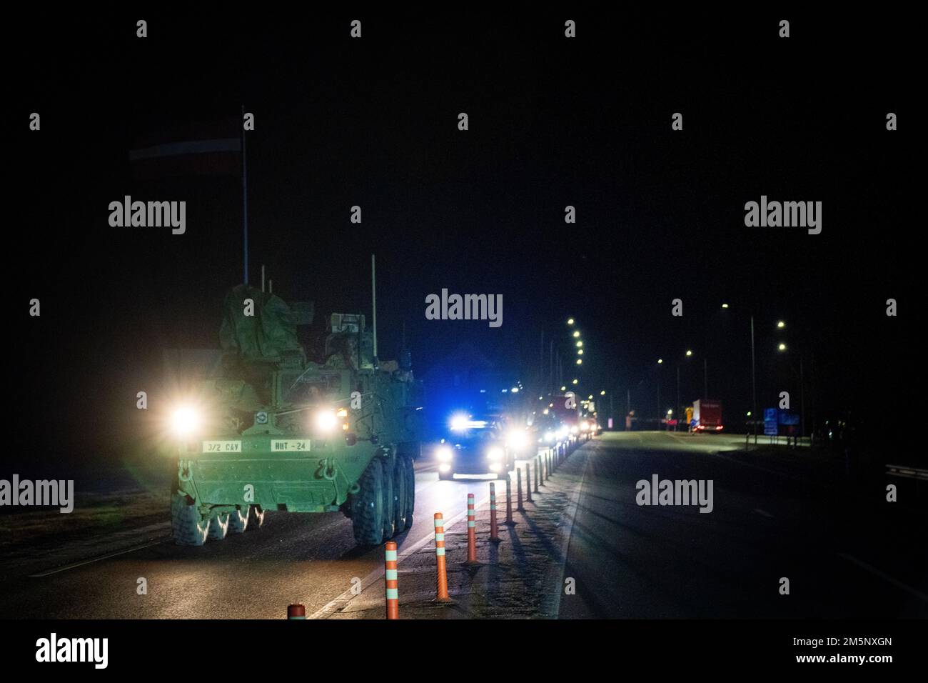 A line of vehicles belonging to the 3rd Squadron, 2d Cavalry Regiment ...