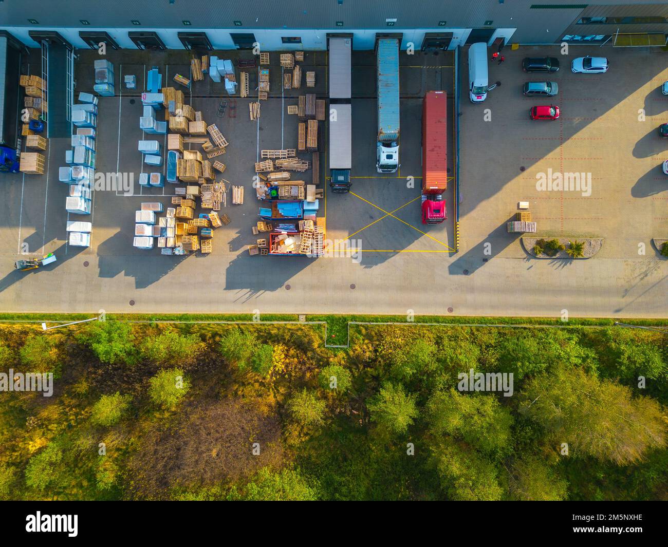 Aerial view of the distribution center, drone photography of the ...