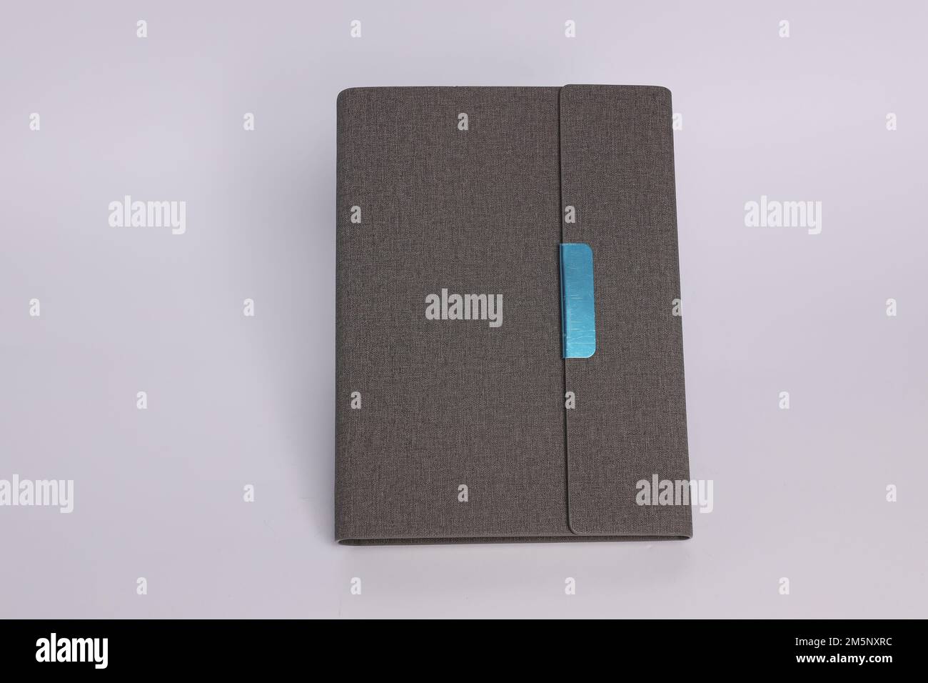 gray color fabric and leather customized diary stock image Stock Photo ...