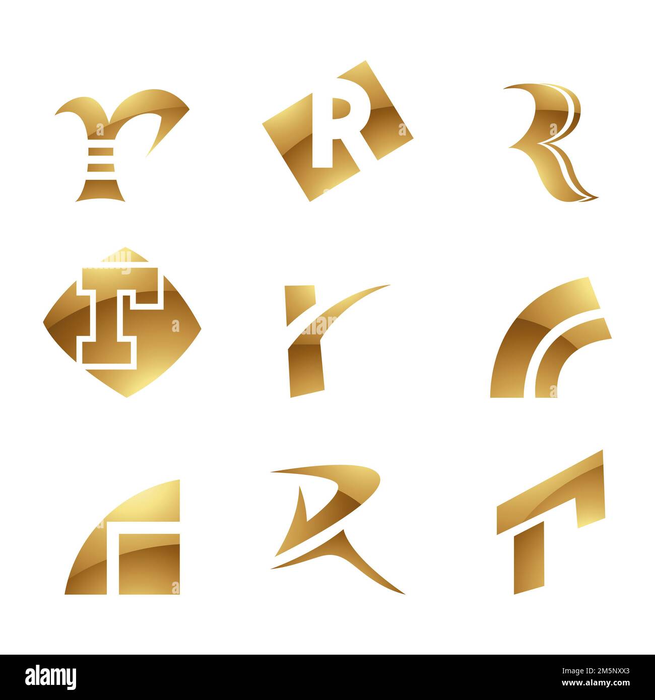 Golden Glossy Letter R Icons on a White Background Stock Photo - Alamy