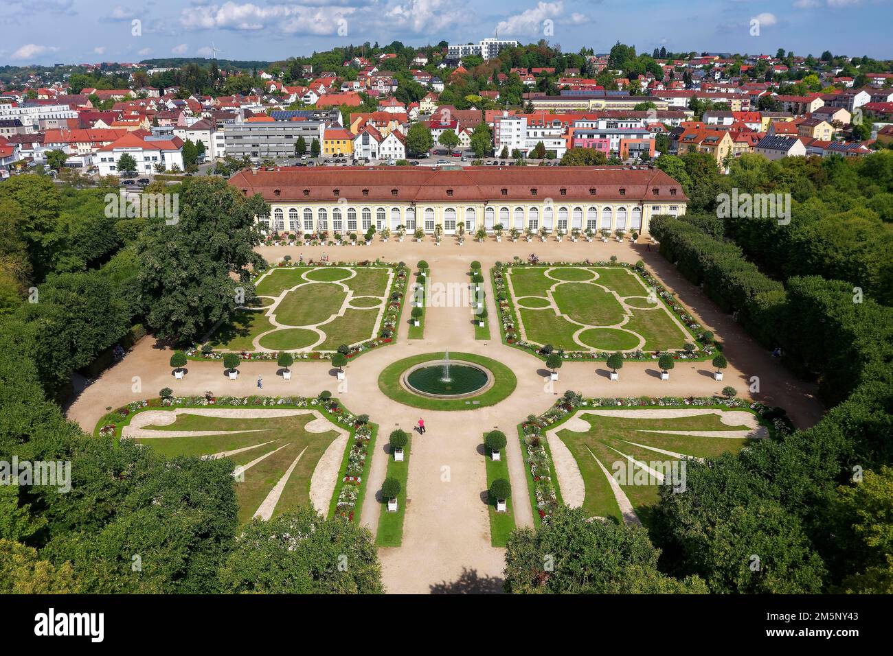 Aerial view, Margravial Court Garden Ansbach with orangery, built 1726 ...
