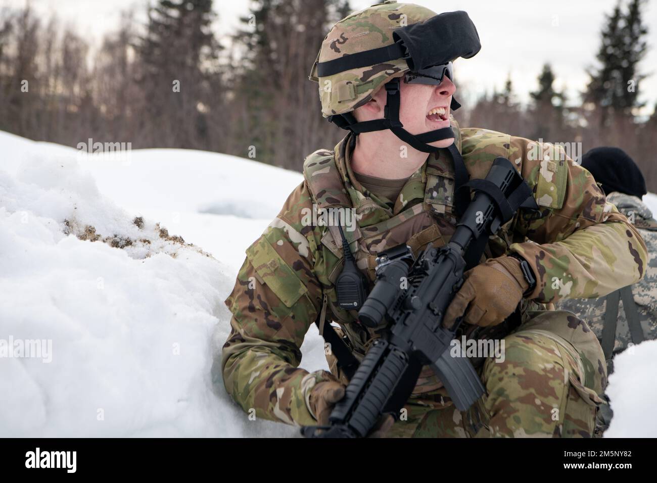 An Alaska Army National Guardsman assigned to the 207th Engineer ...