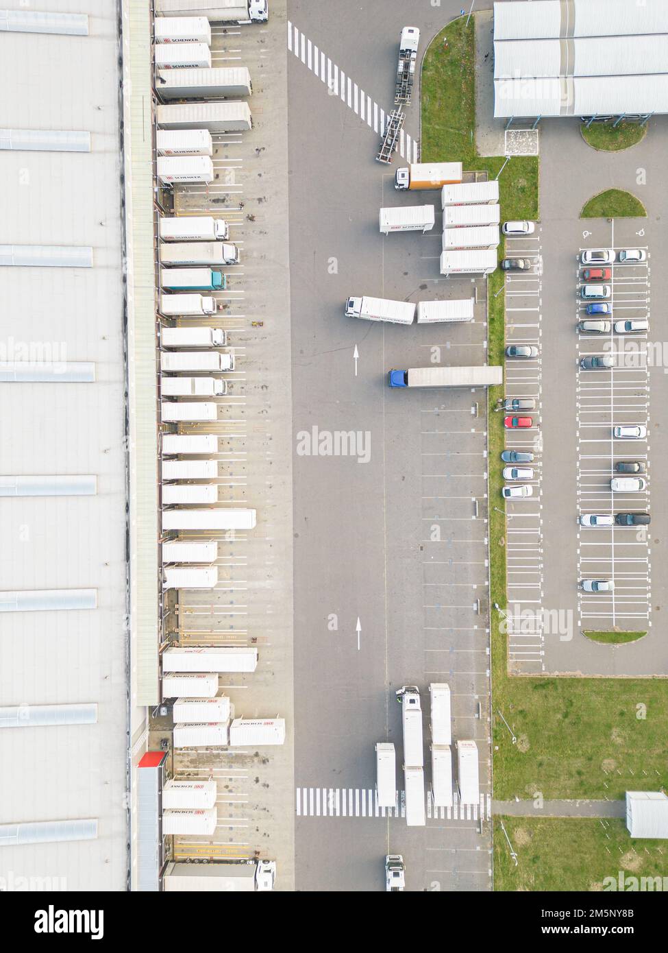 Aerial view of the distribution center, drone photography of the ...