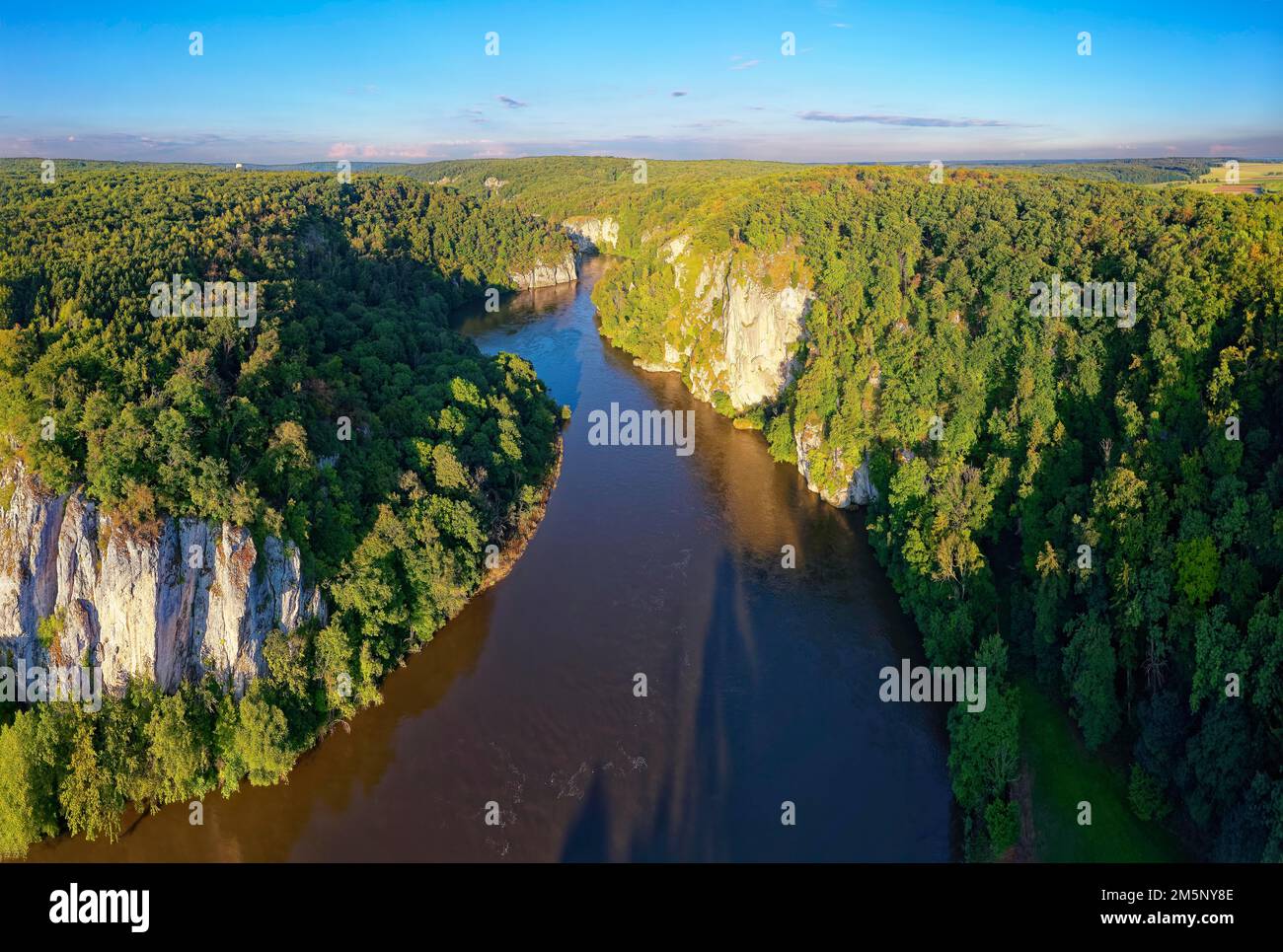 Aerial view, Danube breakthrough, also Weltenburg narrows, the Danube ...