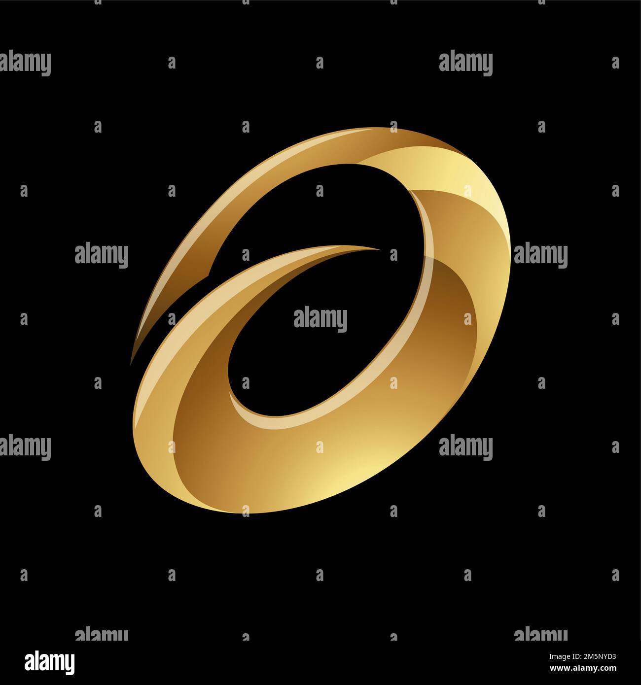 Golden Glossy Spiky Round Letter A Icon on a Black Background Stock ...