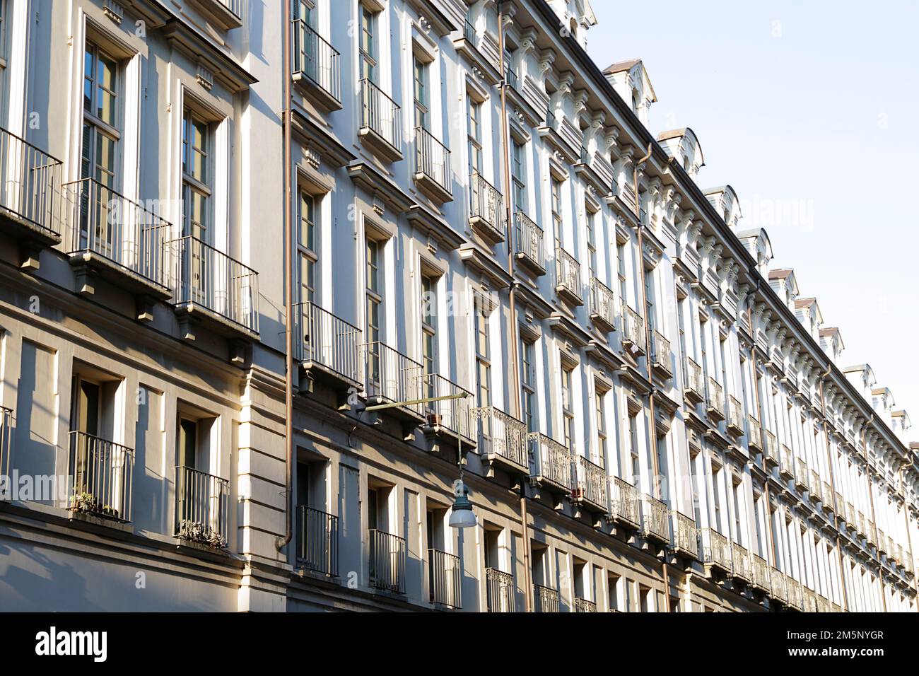 Beautiful facades of buildings on Via Garibaldi, Turin, Italy Stock ...