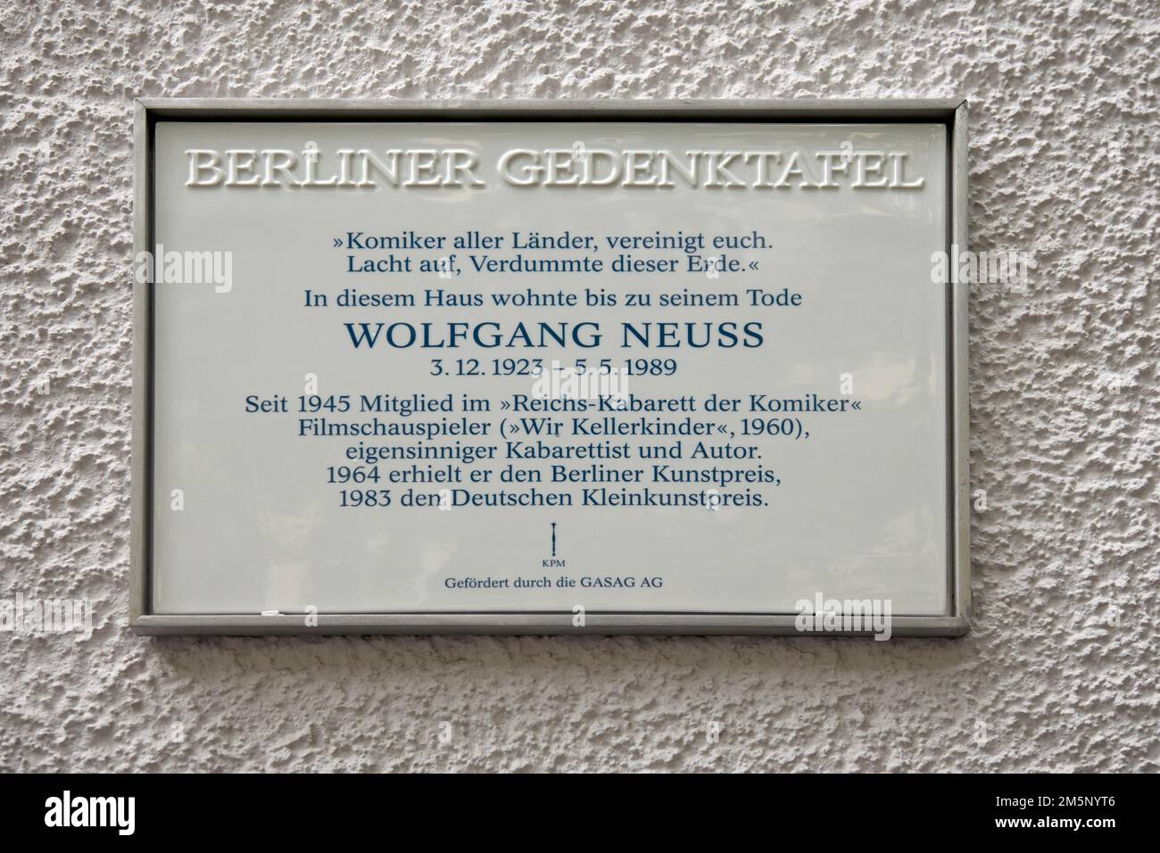 Berlin memorial plaque for the cabaret artist and author, Wolfgang ...