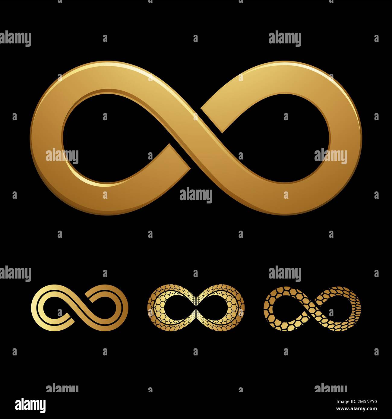 Golden Infinity Symbols on a Black Background Stock Photo - Alamy