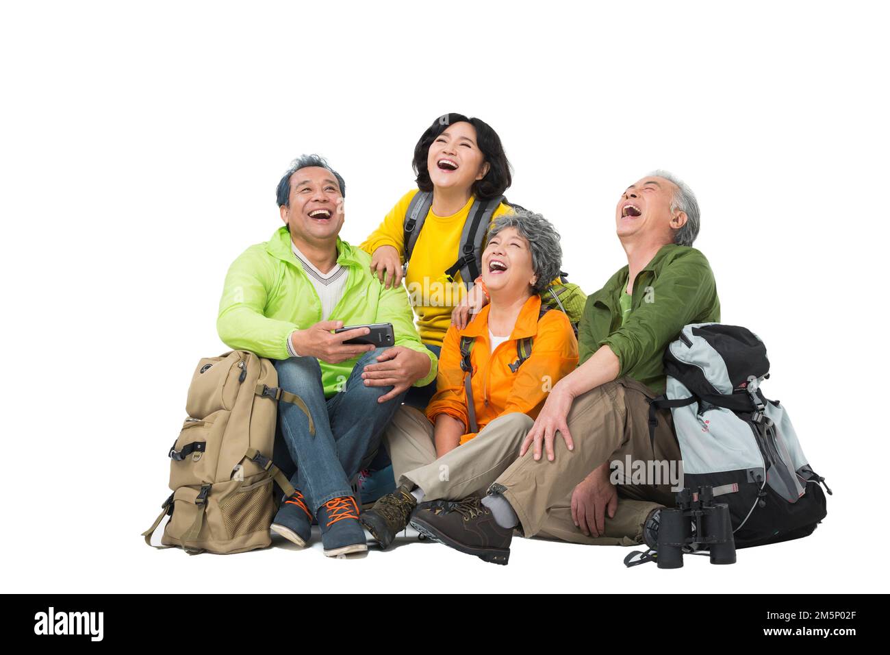 Four elderly people sat together to have a rest Stock Photo - Alamy