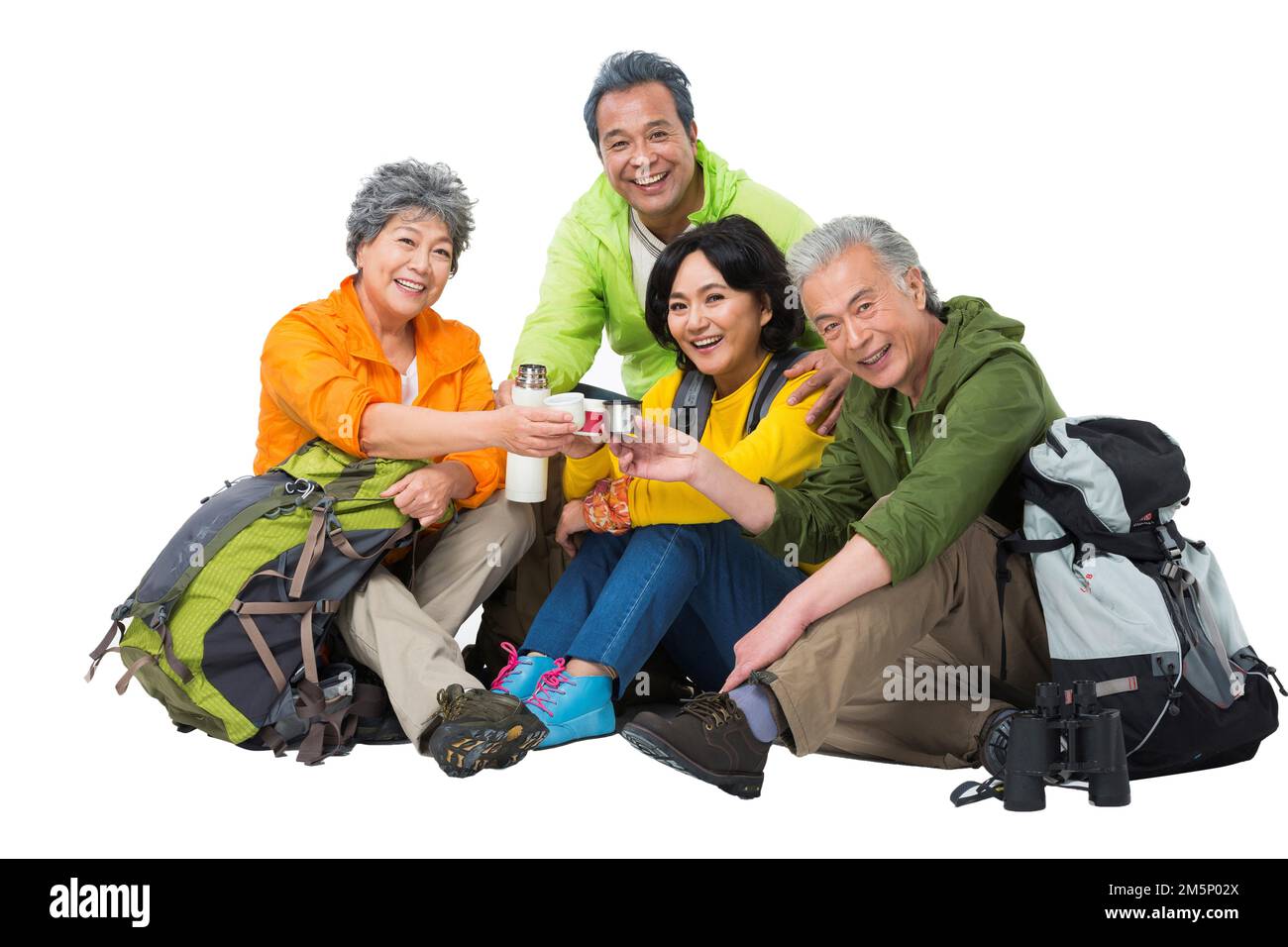 Four elderly people sat together to have a rest Stock Photo - Alamy