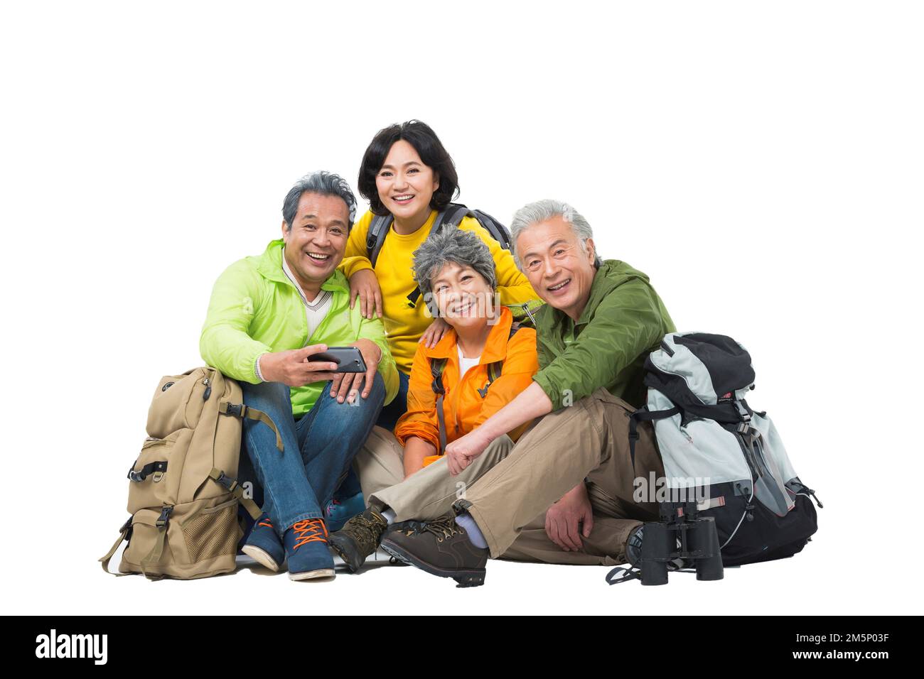 Four elderly people sat together to have a rest Stock Photo - Alamy