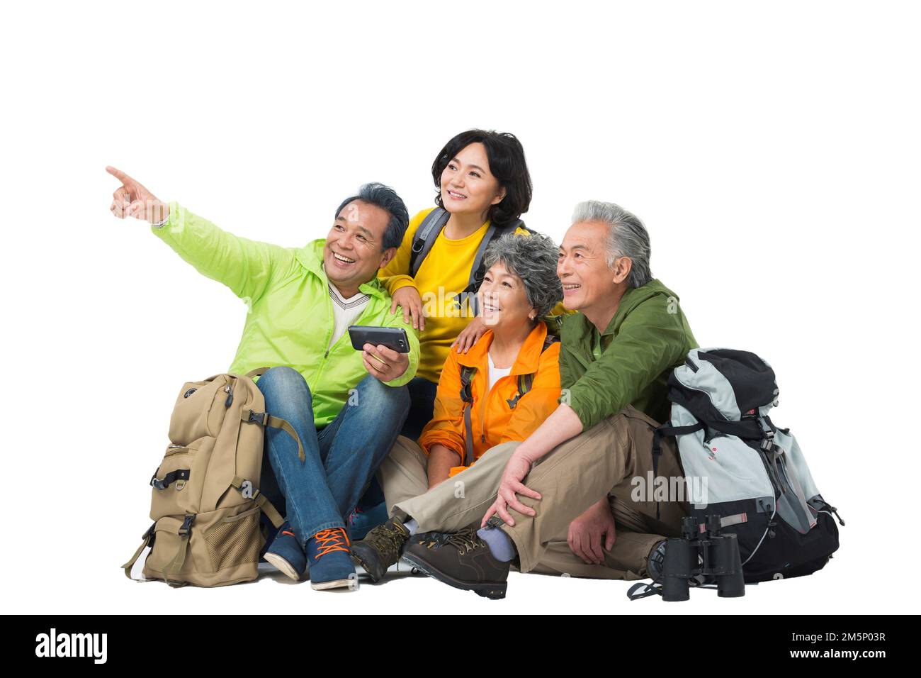 Four elderly people sat together to have a rest Stock Photo - Alamy