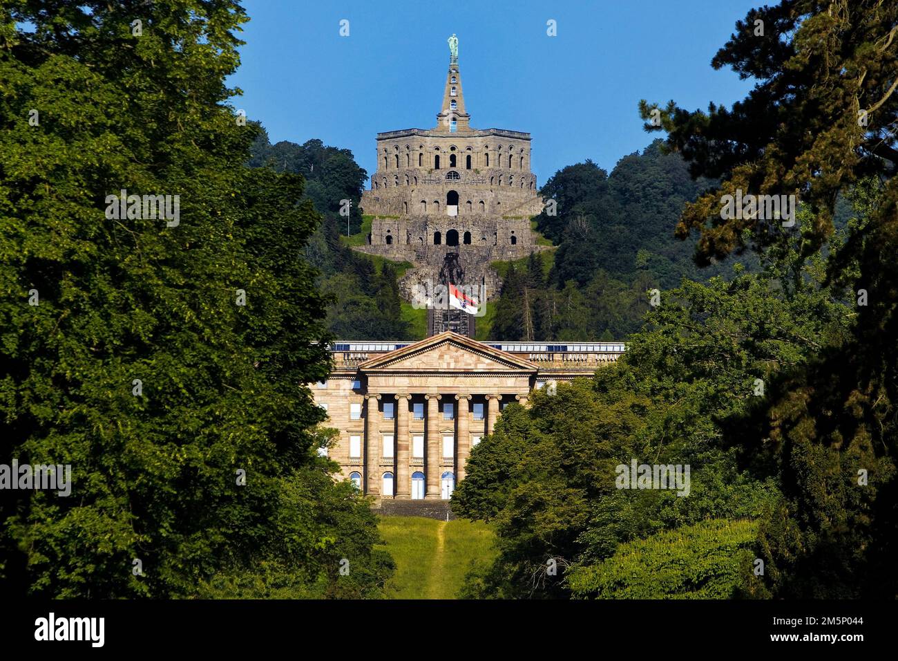 Wilhelmshoehe Mountain Park with Wilhelmshoehe Castle and the Hercules ...