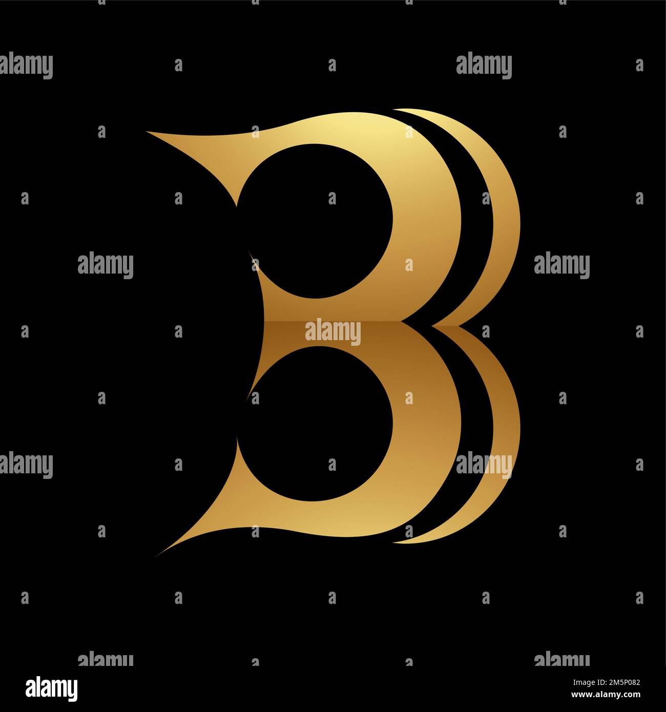 Golden Letter B Symbol on a Black Background - Icon 7 Stock Photo - Alamy