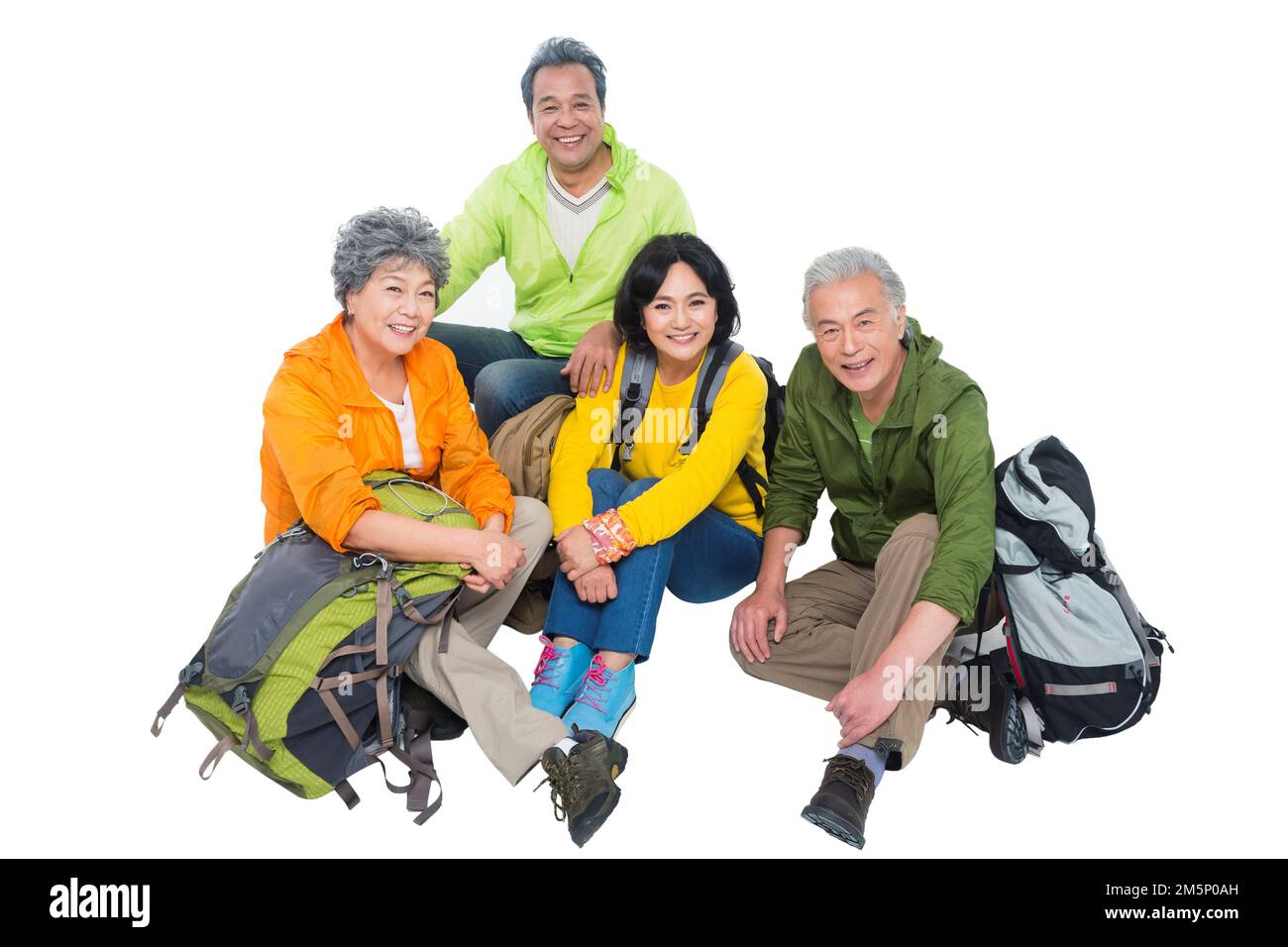 Four elderly people sat together to have a rest Stock Photo - Alamy